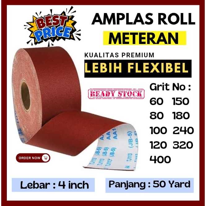Jual Amplas Meteran 4 inch Baru Kain Grit 60 80 100 120 150 180 240 320 ...