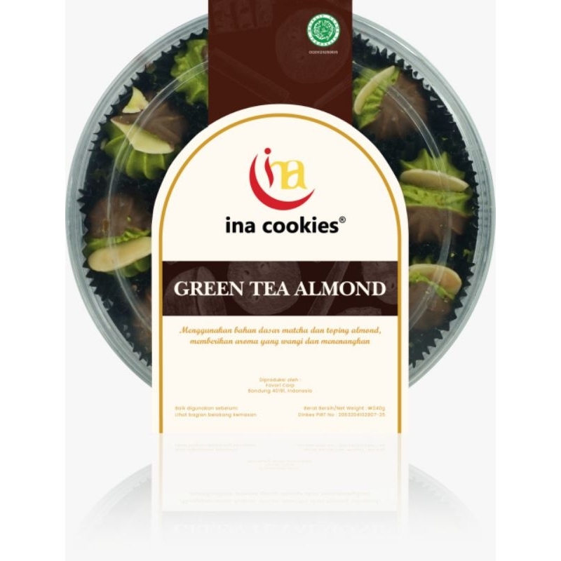 Jual Ina Cookies Green Tea Almond Toples Reguler Jar Hampers Kue Kering ...