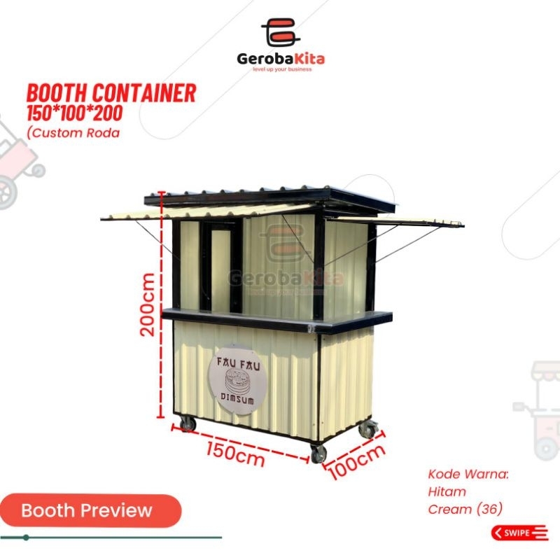 Jual booth kontainer ukuran 150x100x200 lantai roda6in | Shopee Indonesia