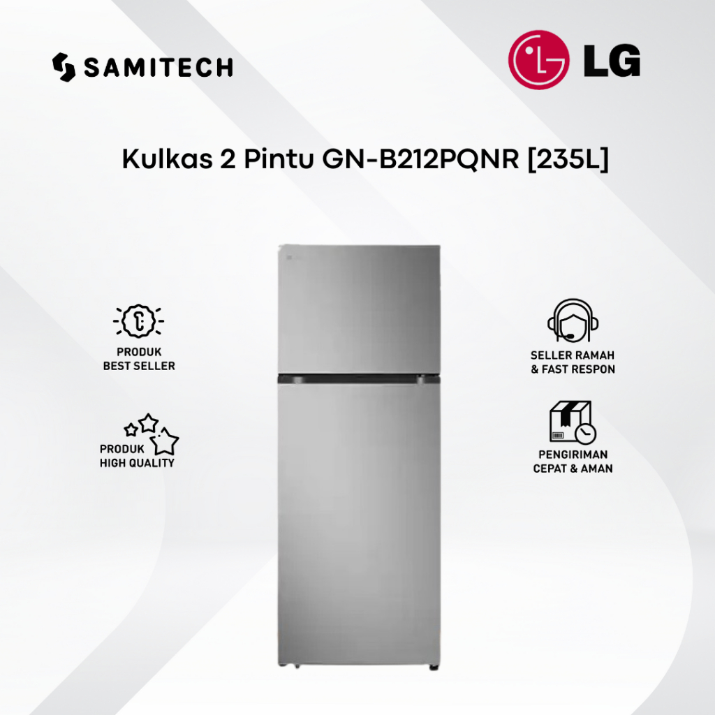 Jual Kulkas 2 Pintu LG GN-B212PQNR GN-B212 PQNR [235L] Flat Design - LED Lighting - Tempered ...