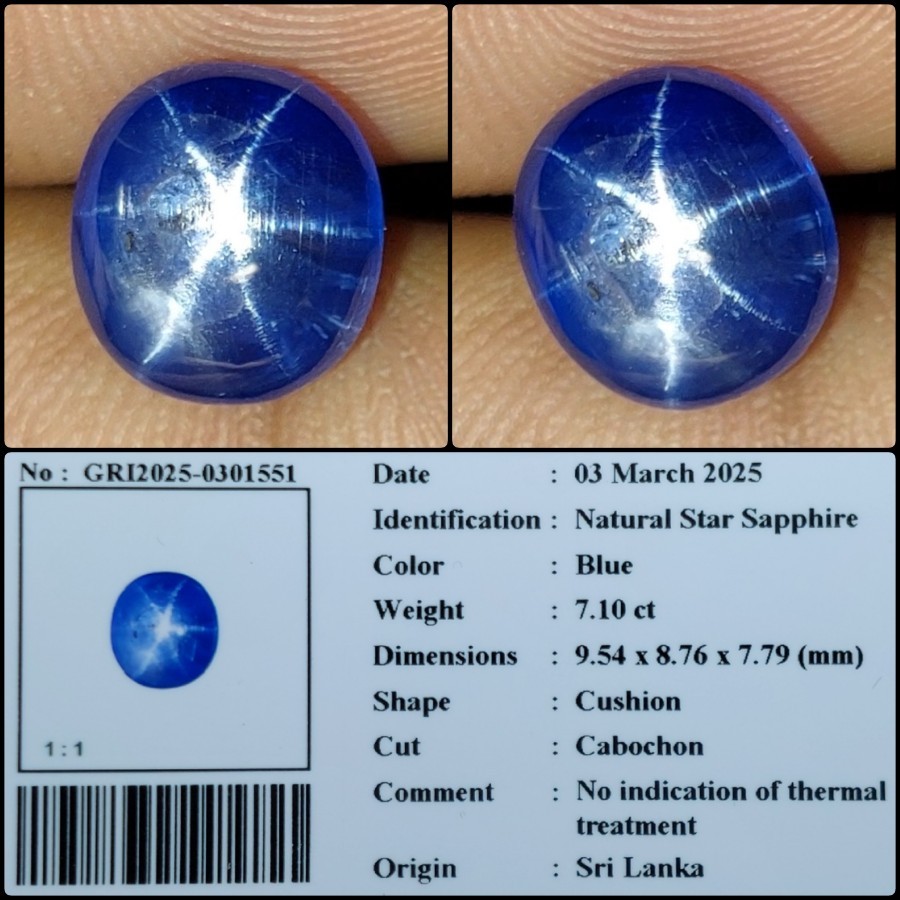 Jual Natural Blue Star Sapphire Ceylon Srilanka No Heat Crystal Royal ...