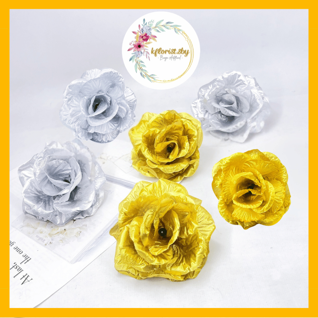 Jual [10 CM] BUNGA HIAS KUNTUM MAWAR EMAS GOLD SILVER SATU KUNTUM ...