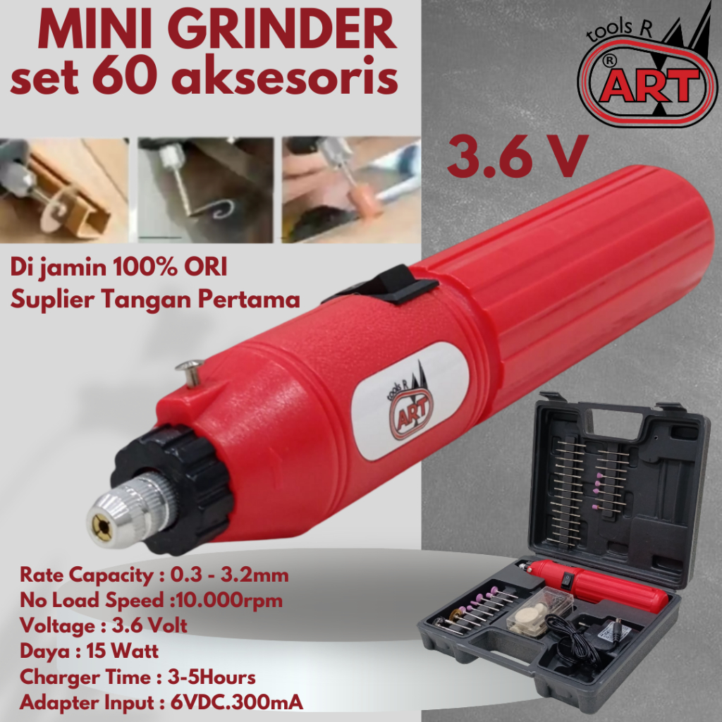 Jual Mini Grinder 3.6V Set 60 Aksesoris Bor Mini Ukir Amplas Poles Mini ...