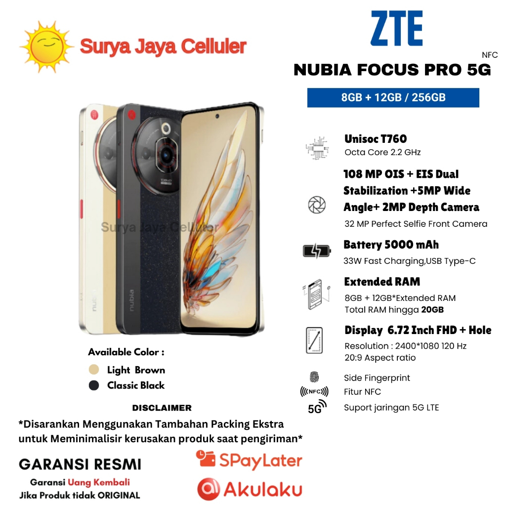 Jual HP NUBIA FOCUS PRO 5G 8/256GB, V60 8GB/256GB,NUBIA V60 Design 6GB ...