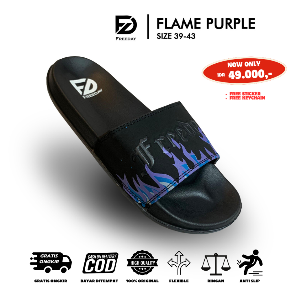Jual BISA COD FREEDAY SANDAL SLIDES PRIA MOTIF FLAME SEERIES Sendal ...