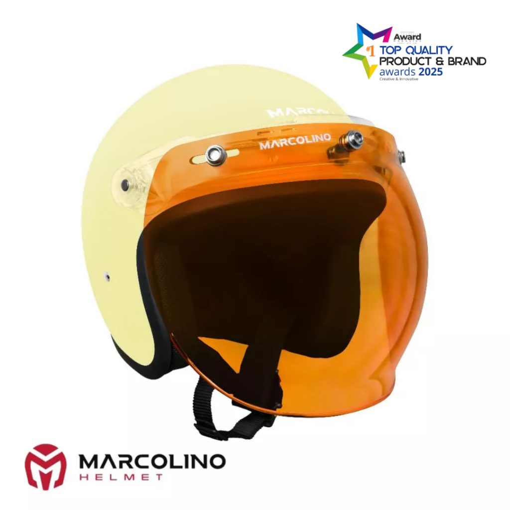 Jual [ Yellow Pastel With Visor ] Helm Bogo Retro Marcolino Pastel ...