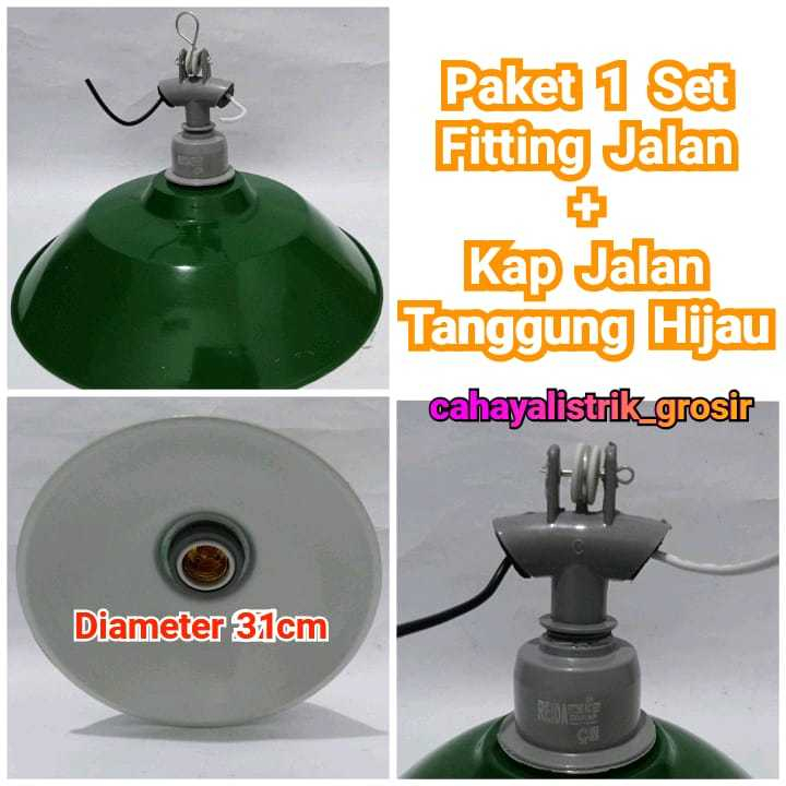 Jual 1 SET Kap Hijau 31cm + Fitting Kap Ijo Kap Lampu Jalan Outdoor Mini (19 Cm) & Tanggung (31 ...