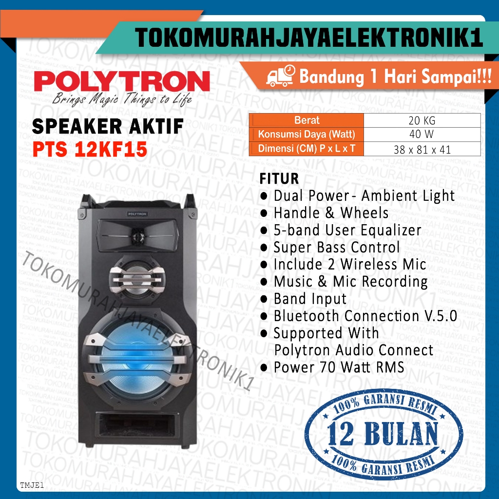 Jual Speaker Portable POLYTRON Bluetooth Karaoke PTS 12KF15 Garansi ...