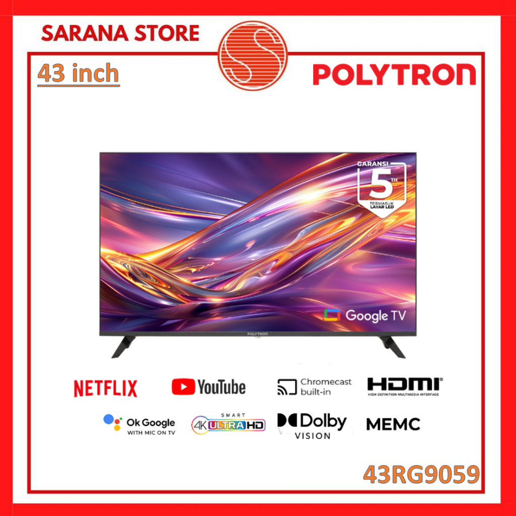 Jual POLYTRON LED Smart Cinemax Google TV 43 Inch – PLD 43RG9059 | Shopee Indonesia