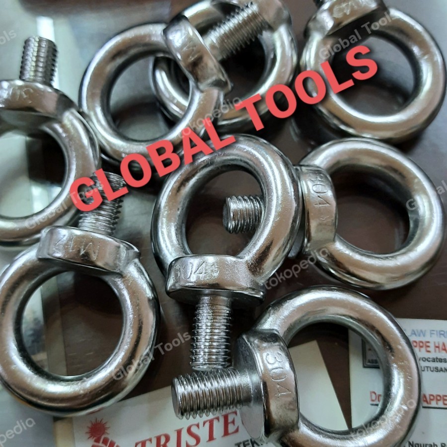 Jual EYEBOLT STAINLESS SS M12 EYE BOLT M12 X 20 BAUT CINCIN BAUT DONAT ...