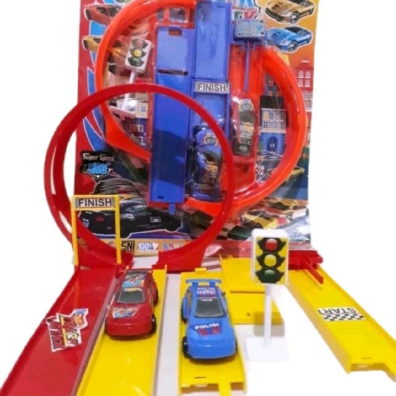Jual mainan track pelontar mobil trek mobil roller coaster track racing ...
