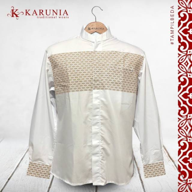 Jual KARUNIA Batik Koko Karunia Putih Atasan Lengan Panjang Pria Muslim | Shopee Indonesia