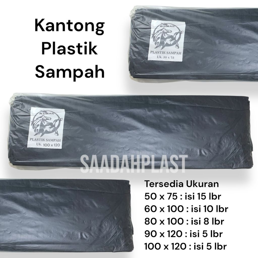 Jual HD Kantong Sampah Plastik Hitam 50x75 60x100 80x100 90x120 100x120 / Trash Bag Polybag ...