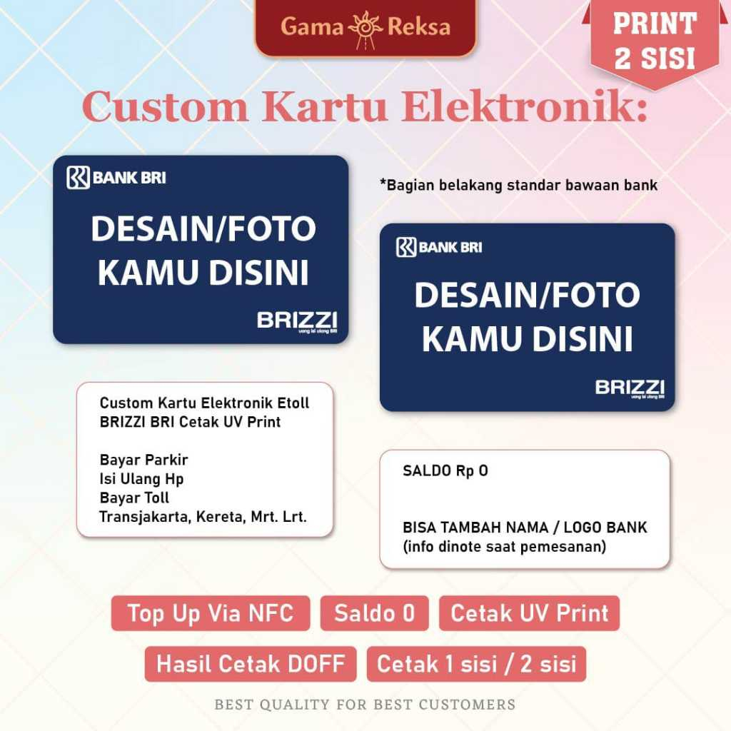 Jual ( Sehari Jadi ) Custom Kartu E-toll Brizzi Bebas Design / Bisa ...