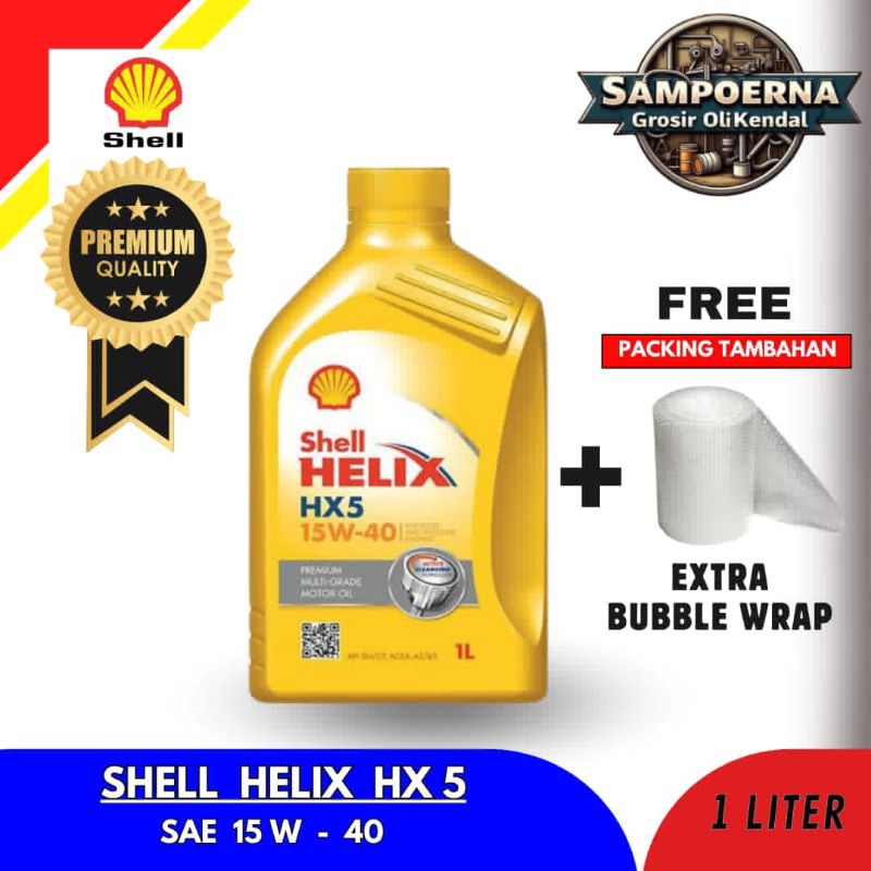 Jual OLI MESIN SHELL HELIX HX5 SAE 15W-40 1 LITER SCAN BARCODE BENSIN ...