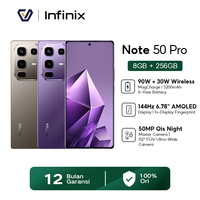 Jual Official Infinix Note 50 Pro 8/256GB - Up to 16GB Extended RAM - Helio G100 Ultimate - 6.78 ...