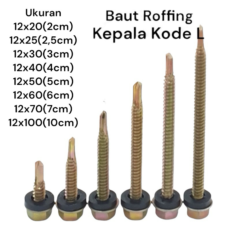 Jual HARGA/BUNGKUS ISI 50PCS / BAUT RUPING / / SEKRUP ROFFING 2cm 2,5cm ...