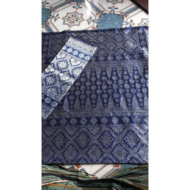 Jual SALEE songket lepus biru silver / songket palembang asli tenun tangan | Shopee Indonesia
