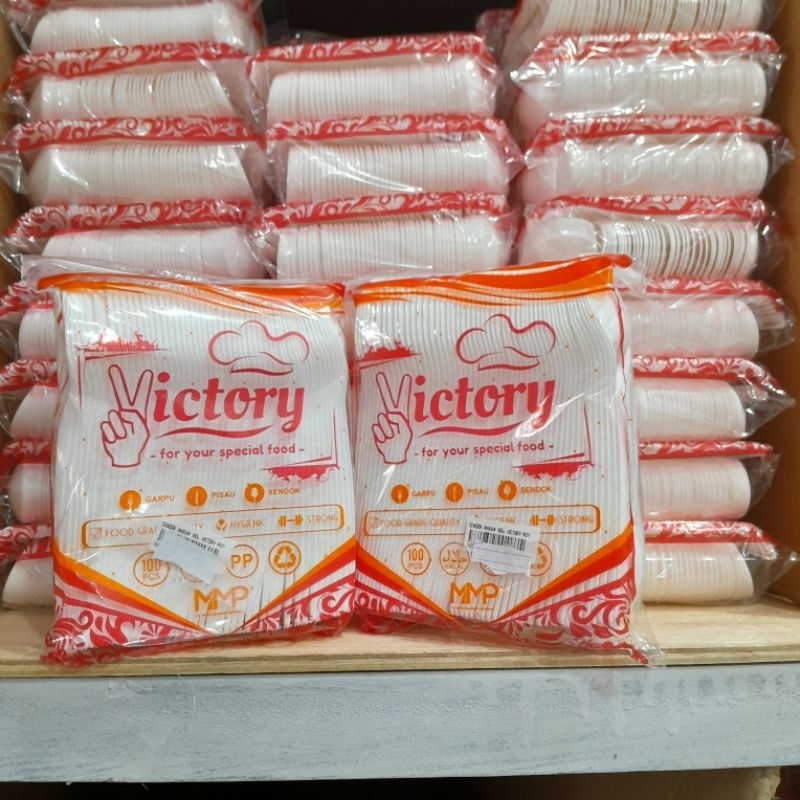 Jual SENDOK MAKANAN PLASTIK PUTIH VICTORY ISI 100 PCS | Shopee Indonesia