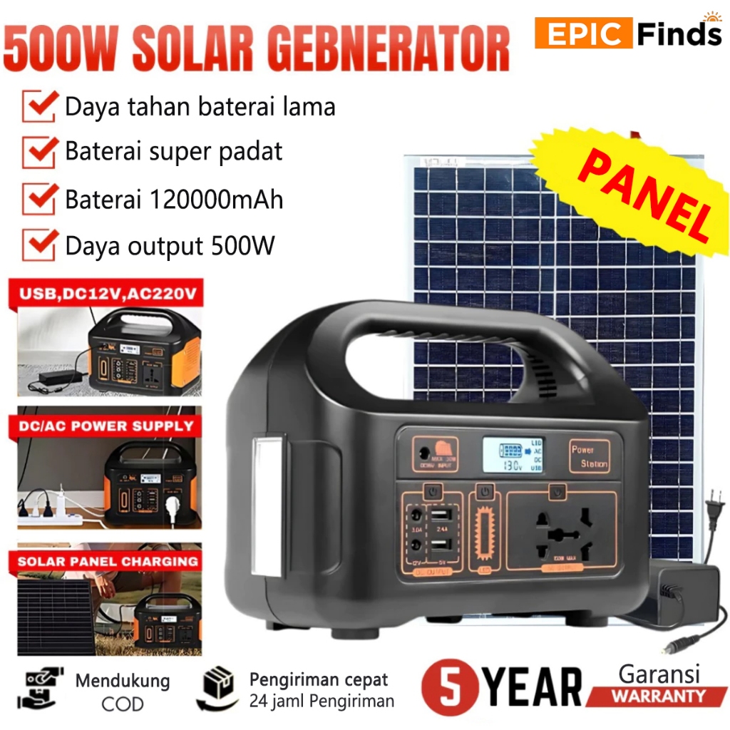 Jual power station camping powerbank 220v 100w/300w/500w power supply ...