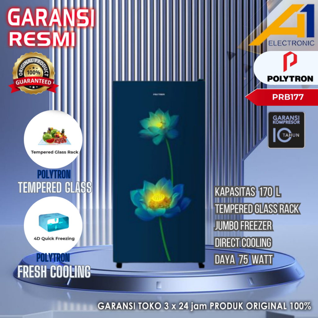 Jual Polytron Kulkas 1 Pintu 170 Liter PRB-177PR Tempered Glass Rack 75 ...