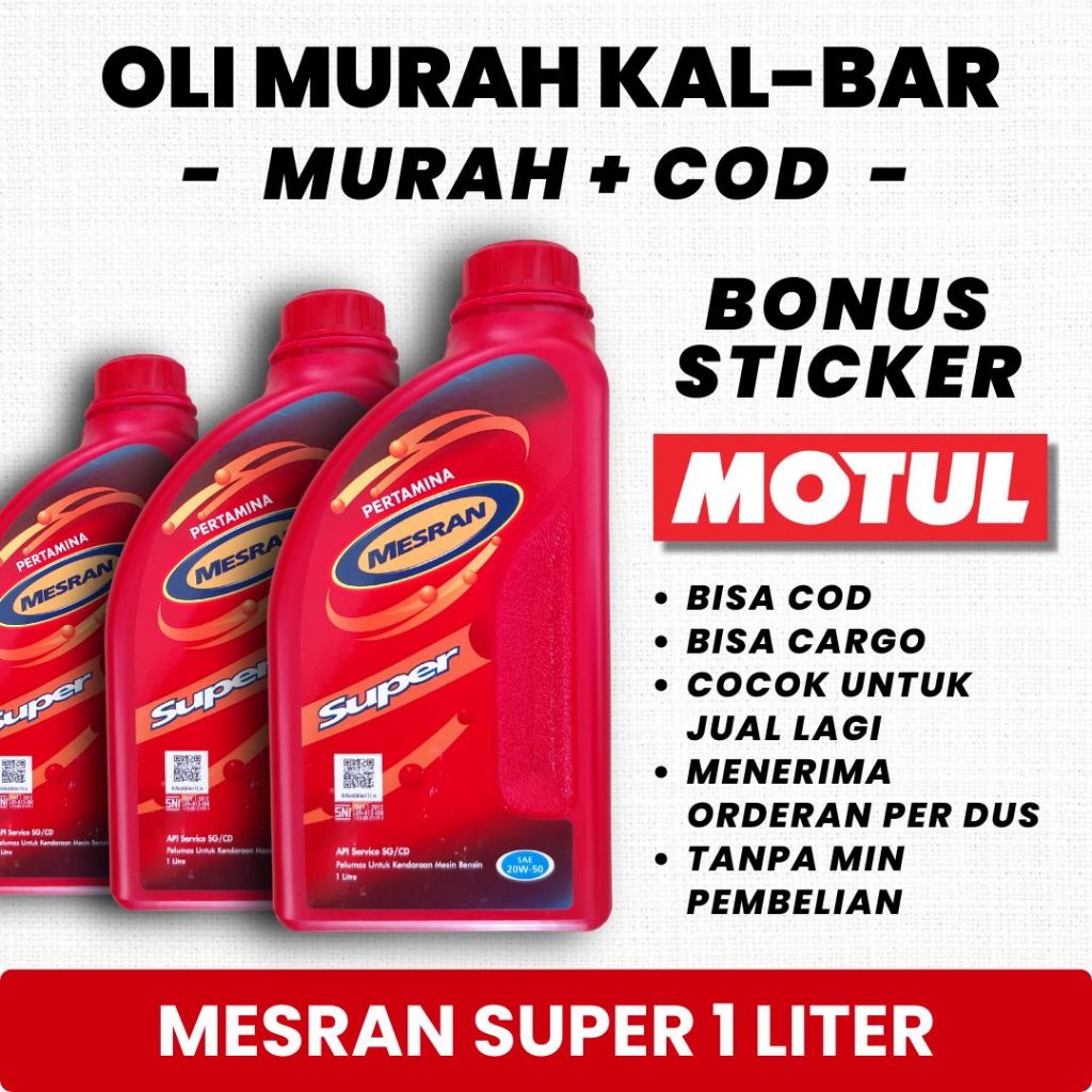 Jual (BONUS STICKER) OLI MESRAN SUPER 4T 1 LITER SUPRA / VEGA / JUPITER ...