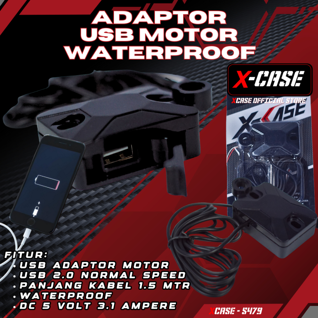 Jual X-Case Adaptor Usb Motor Charger Smartphone Android Ios Dc 5 Volt ...