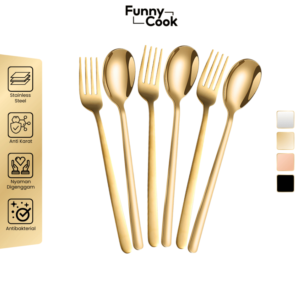 Jual FUNNYCOOK Sendok Garpu Korea Sujeo Set Isi 6 Stainless / Alat ...