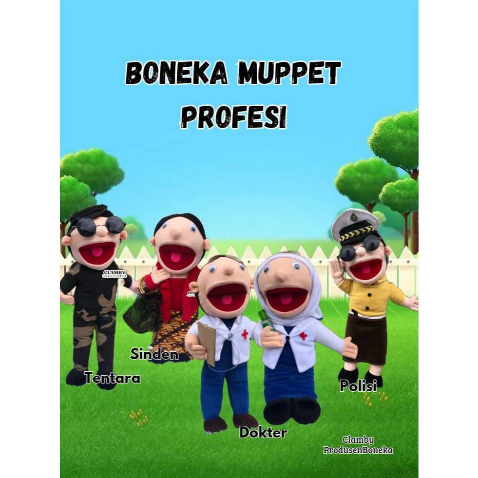 Jual Boneka Muppet Profesi Dokter Tentara Polisi Handpuppet Mulut Gerak ...
