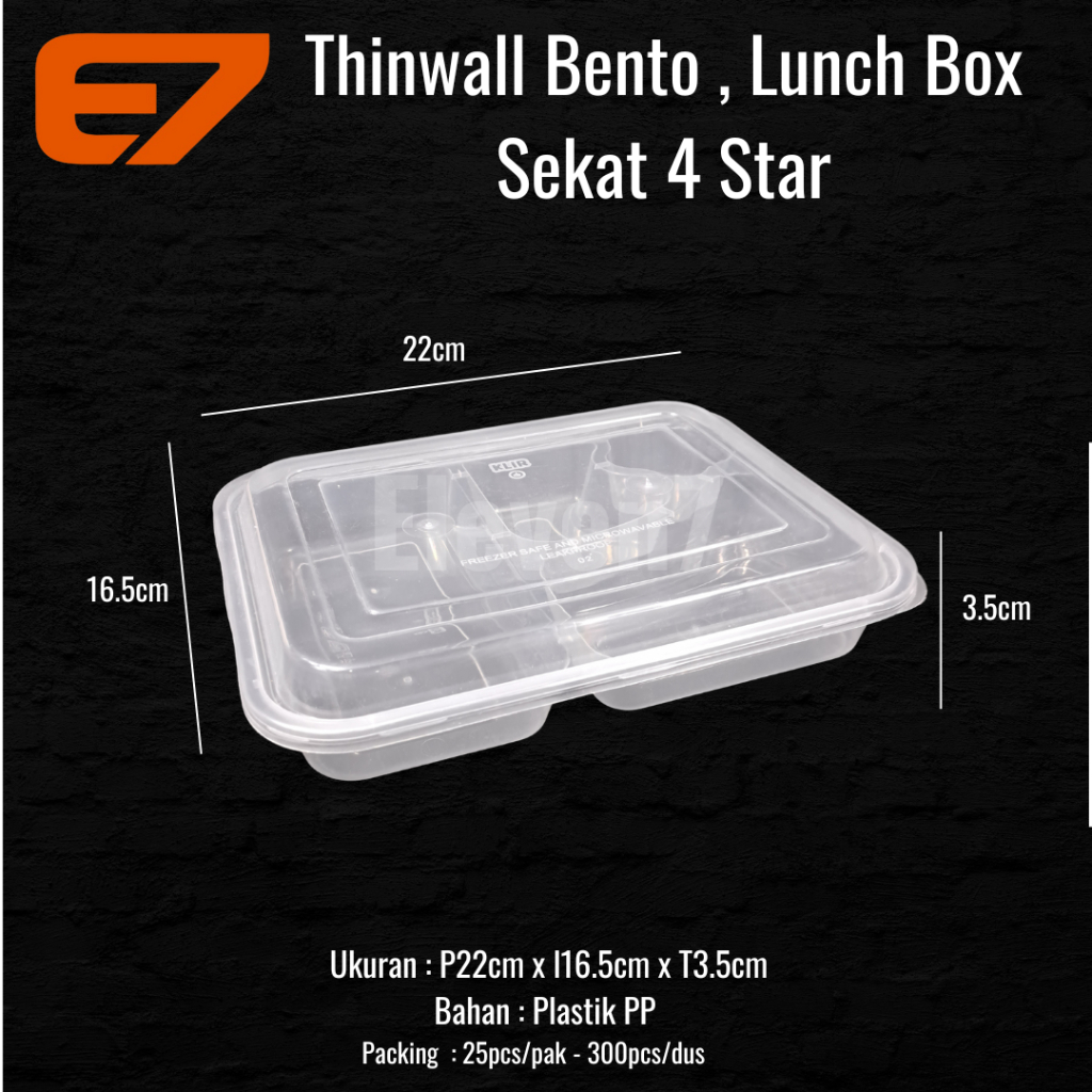 Jual Mika Bento Box Thinwall Sekat 4 Bintang/Star - Bento Tray, Lunch ...