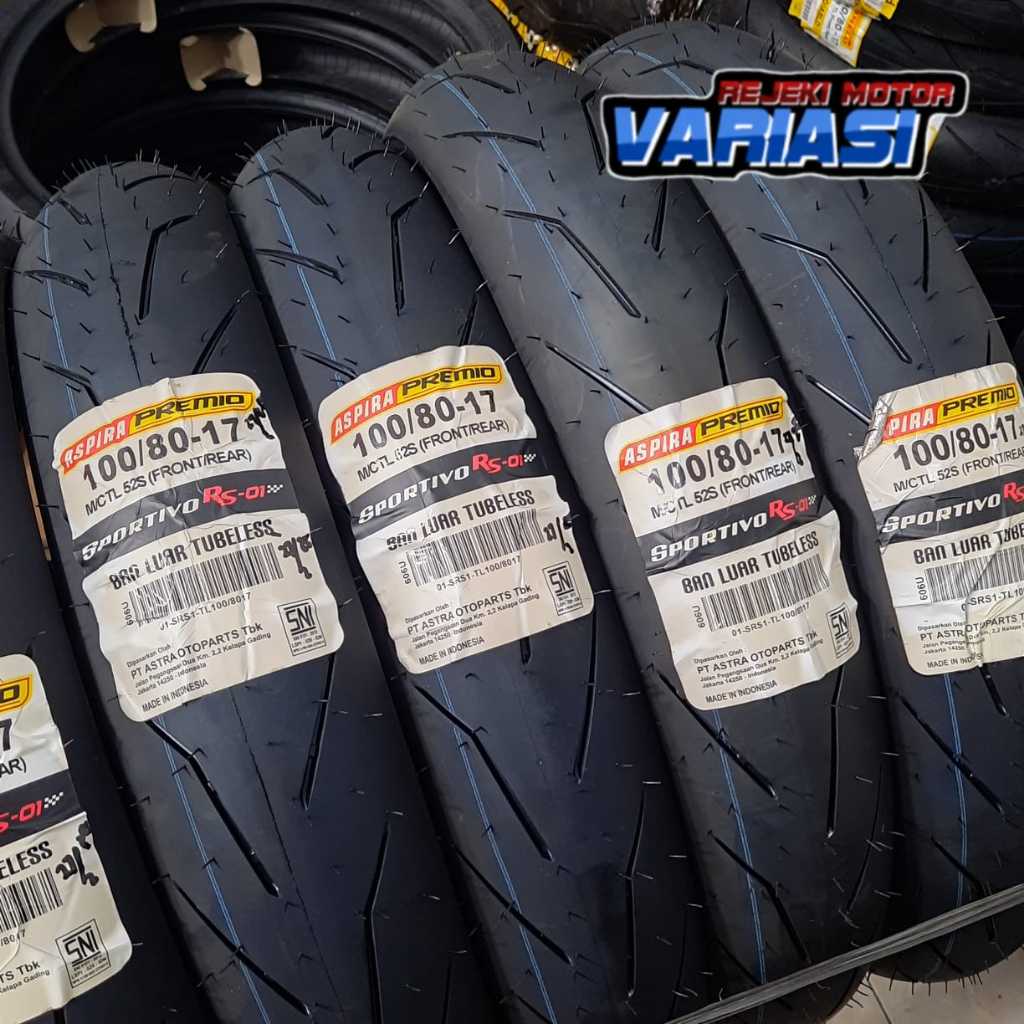 Jual Ban Luar Aspira Premio Sportivo RS 01 ukuran 90/80 dan 100/80 ring 17 Original Tubeless ...