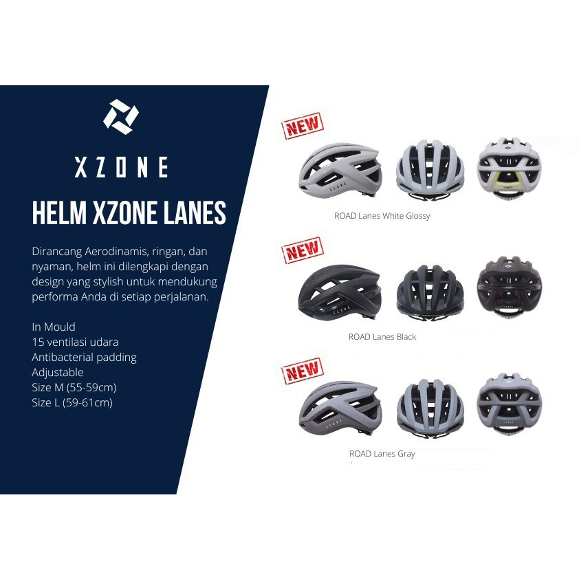 Jual Helm Sepeda Road XZONE Lanes - Helmet Sepeda Balap | Shopee Indonesia