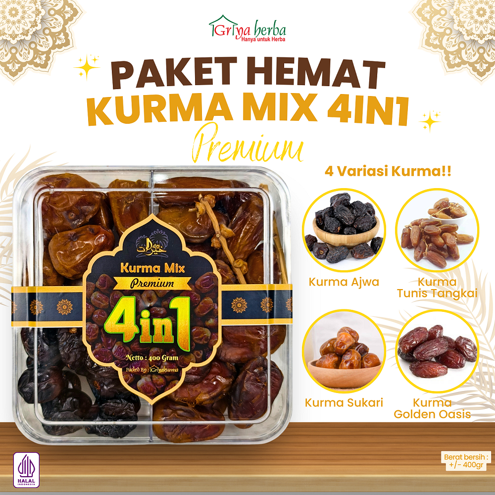 Jual Kurma MIX paket 4 in 1 by griya herba Kurma Sukari Kurma Ajwa ...