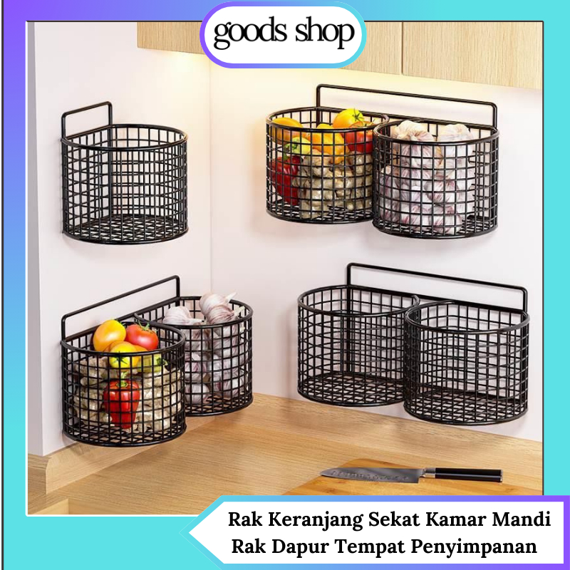 Jual GOODS Rak Keranjang Bulati Dapur Tempat Penyimpanan Serbaguna Tempel Dinding Tanpa Bor ...