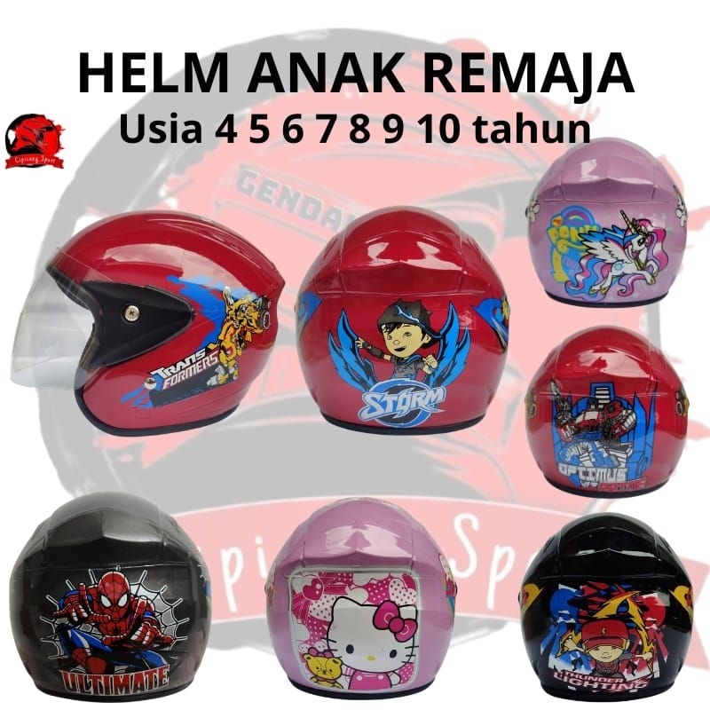 Jual helm anak junior tanggung usia 5 6 7 8 9 10 tahun kerakter helm ...