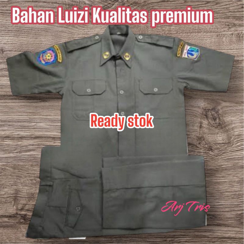 Jual Setelan PDH pol pp Satpol pp bahan Dril Pilihan Plus bordir lengan ...