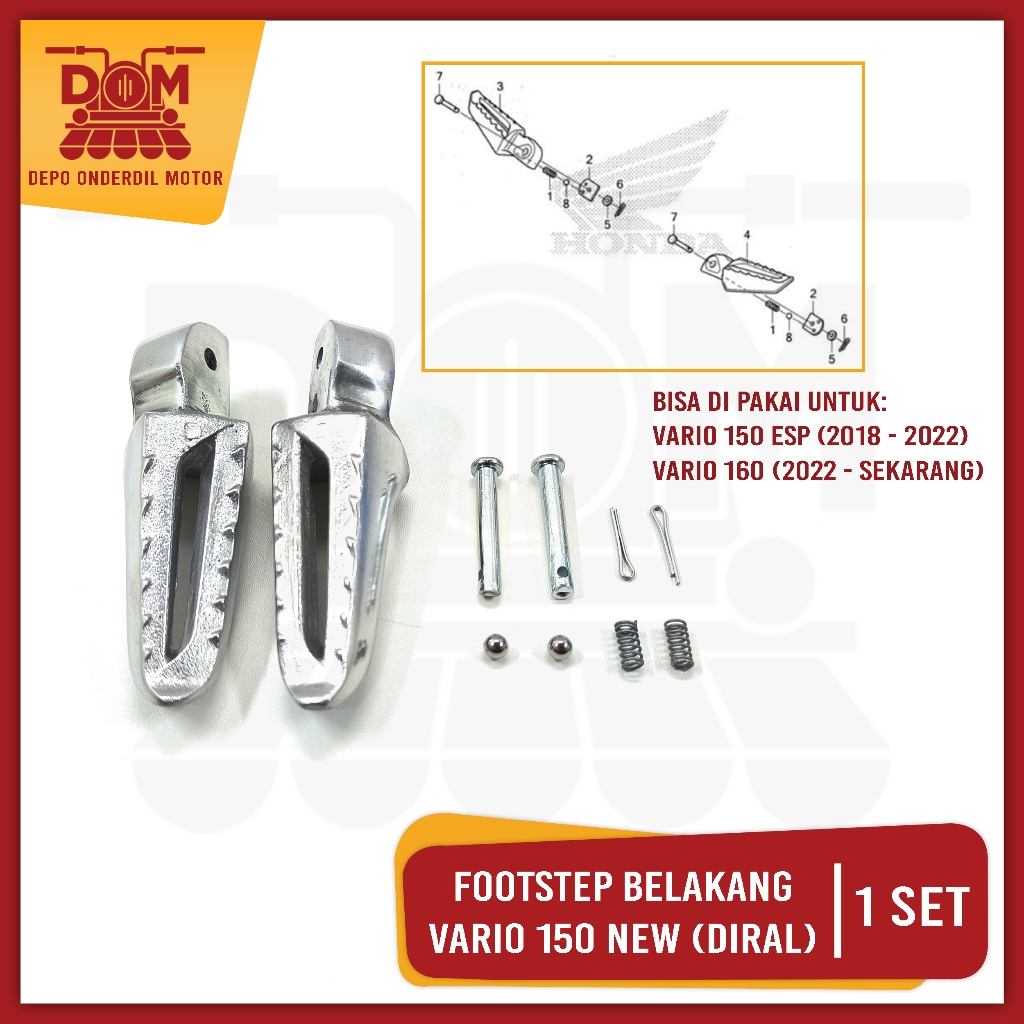Jual Footstep Belakang Vario 150 New 'A' Diral (PSP) Fustep Step ...