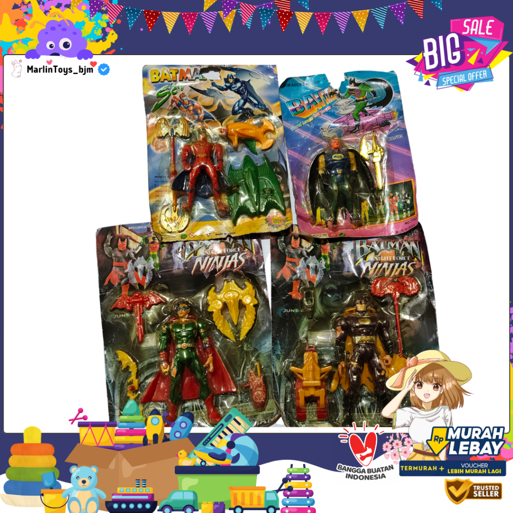 Jual Mainan Jadul Batman Knight Force Ninjas Action Figure Original ...