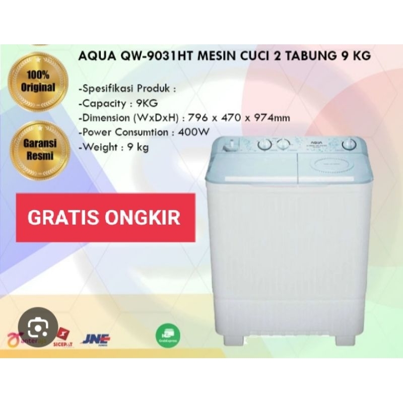 Jual Mesin Cuci AQUA 2 Tabung Kapasitas 9 KG QW 9031HT/QW 961XT 100% ...