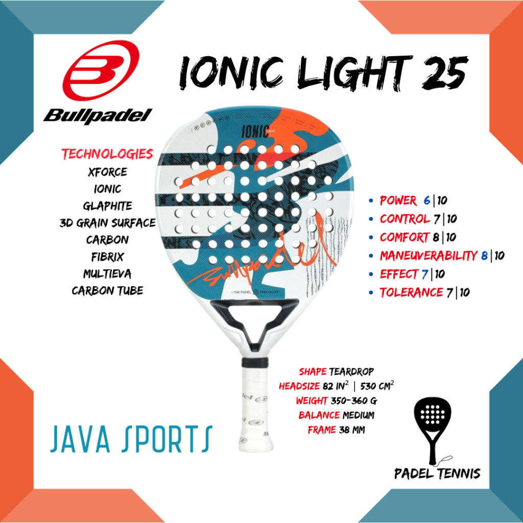 Jual Raket Padel Tenis Bullpadel IONIC LIGHT 25 Official Resmi Original ...