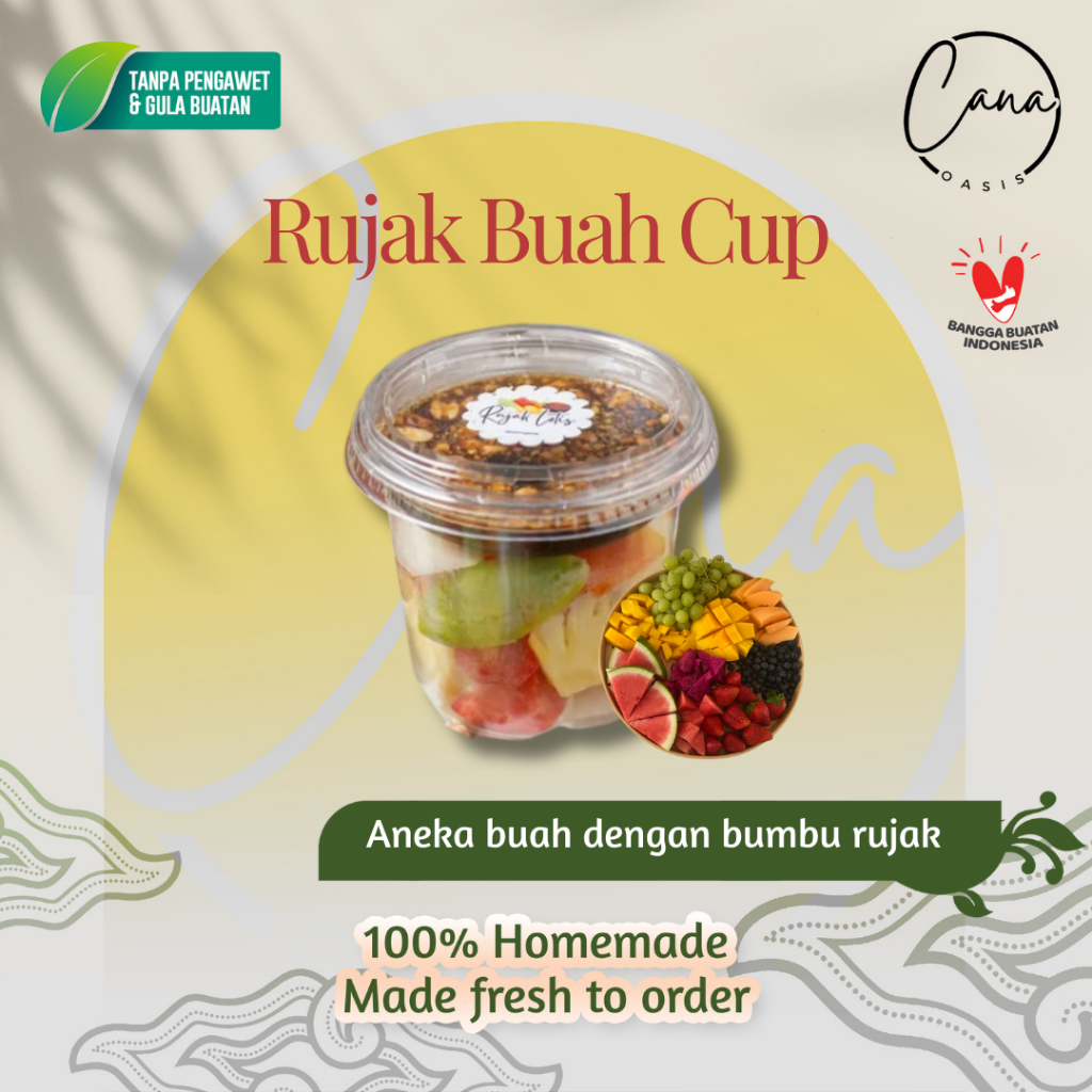 Jual CANA RUJAK BUAH CUP SALAD BUAH CUP BUAH POTONG SNACK FOOD SNACK ...