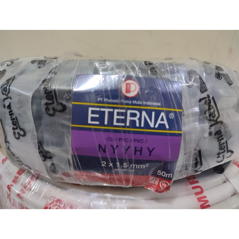 Jual Kabel Eterna NYYHY 2x1,5 (1roll 50meter)ETERNA NYYHY 2x1.5 hitam serabut | Shopee Indonesia