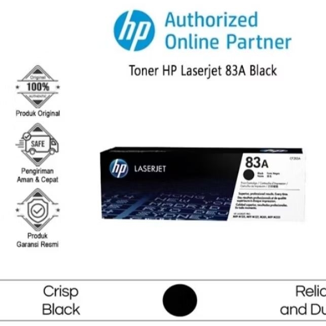 Jual toner printer hp laserjet 83A black (CF283A) cartridge original ...