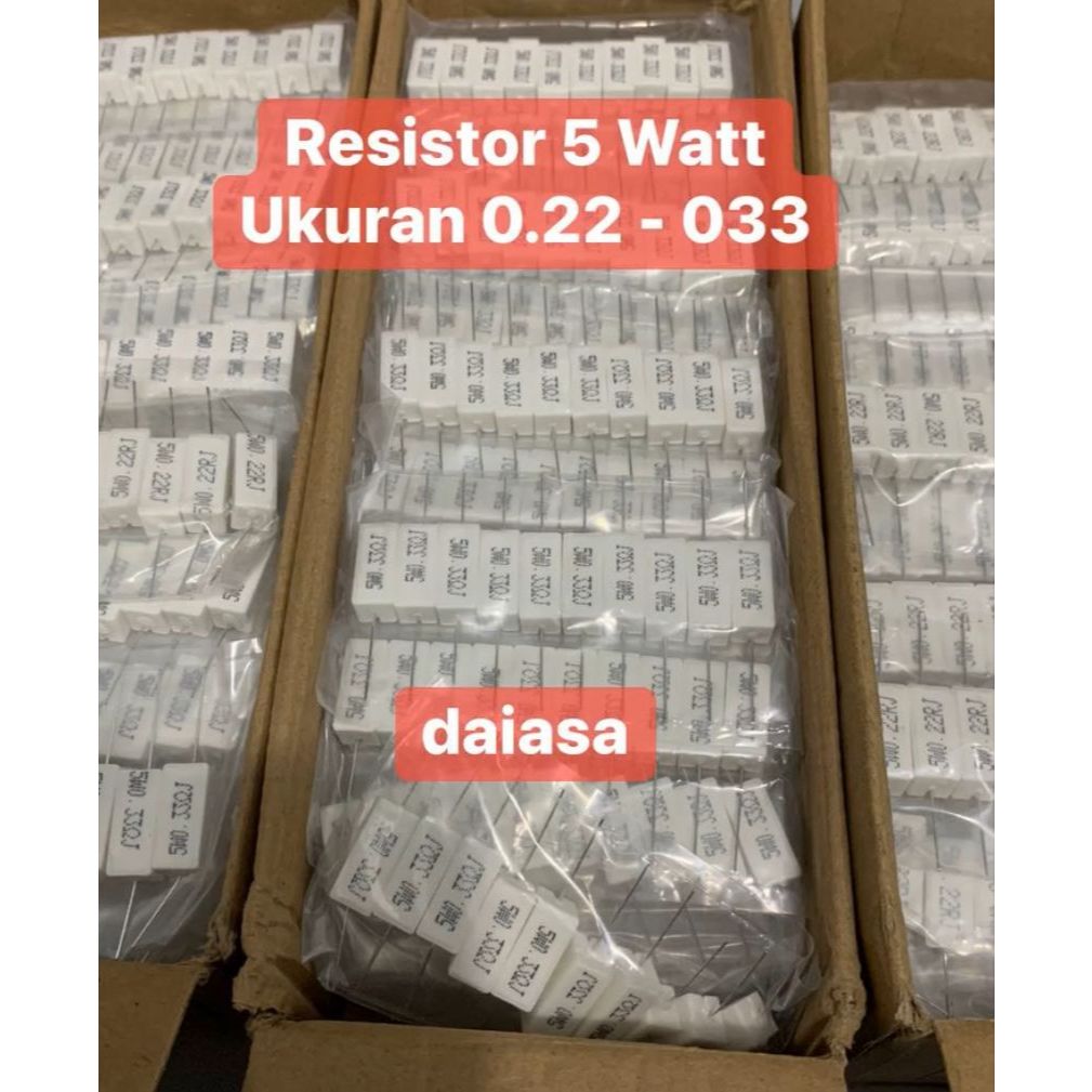 Jual Resistor 5 Watt 0.22 dan 0.33 R Kapur 5 Watt Berkualitas | Shopee Indonesia
