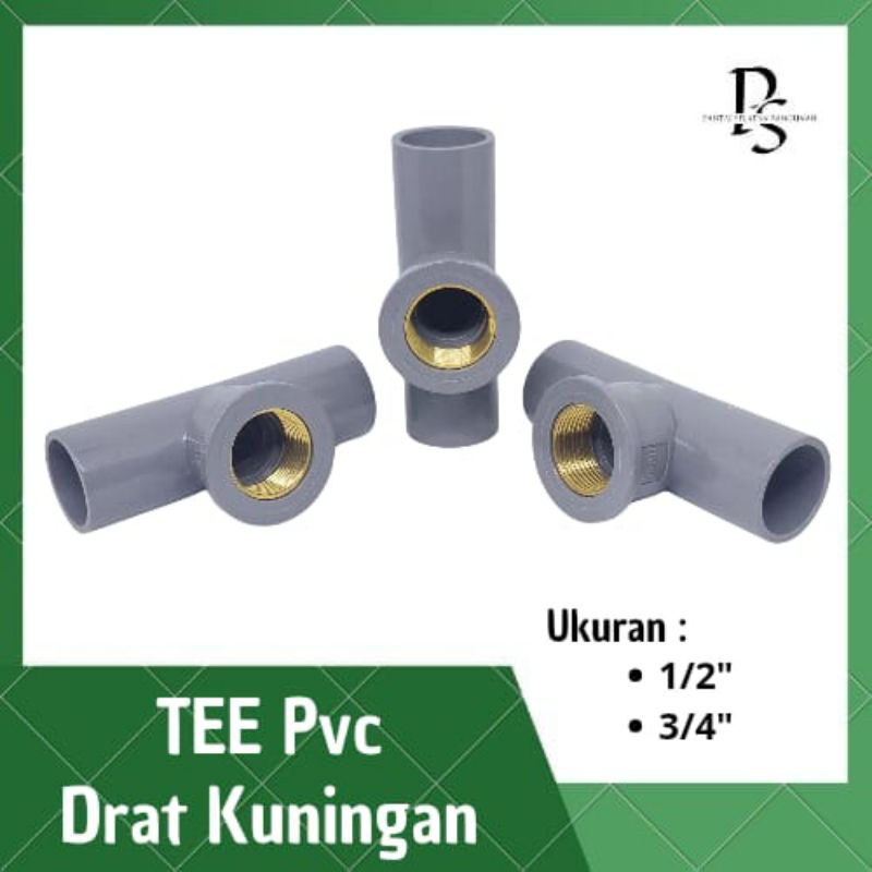 Jual Tee Drat Dalam Kuningan 1/2" , 3/4" PVC | Shopee Indonesia