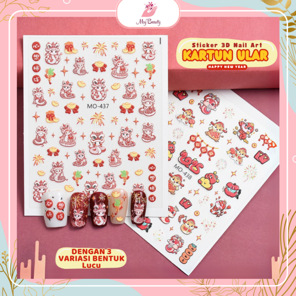 Jual MSY Stiker Kuku 3D/5D Desain Imlek Chinese New Year / Nail Art ...