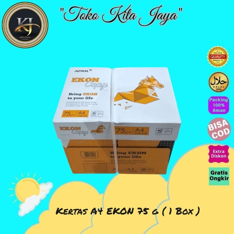 Jual Kertas HVS A4 EKON 75gsm ( 1 box ) | Shopee Indonesia