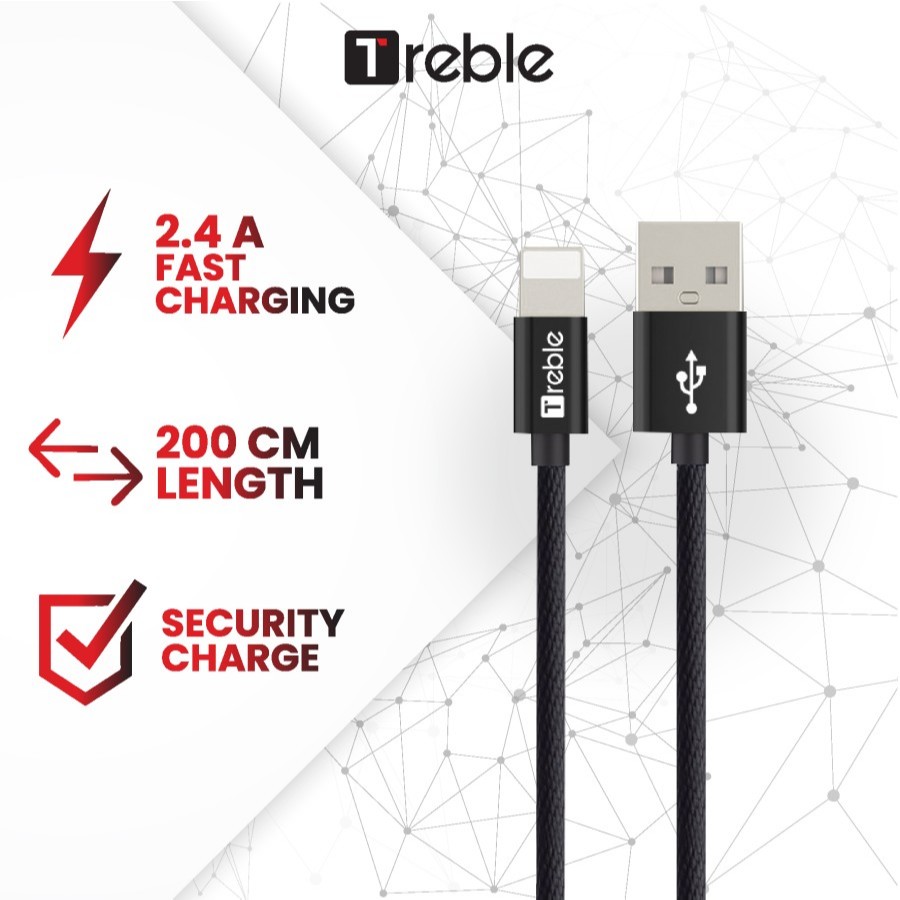 Jual Kabel data JY x TREBLE / Cable data Lightning 200 CM Black - TKB8 ...