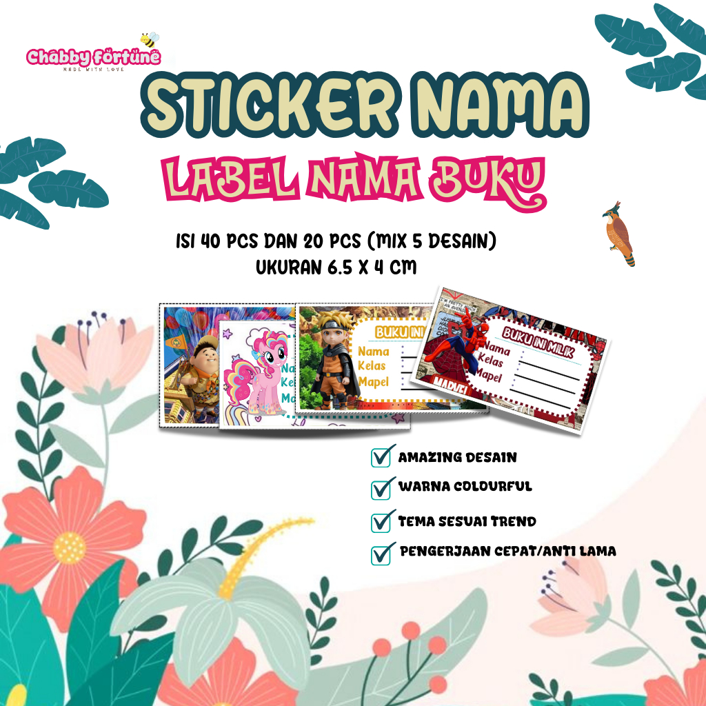 Jual STICKER LABEL MATA PELAJARAN/STICKER LABEL NAMA ANAK CUSTOM 5 ...