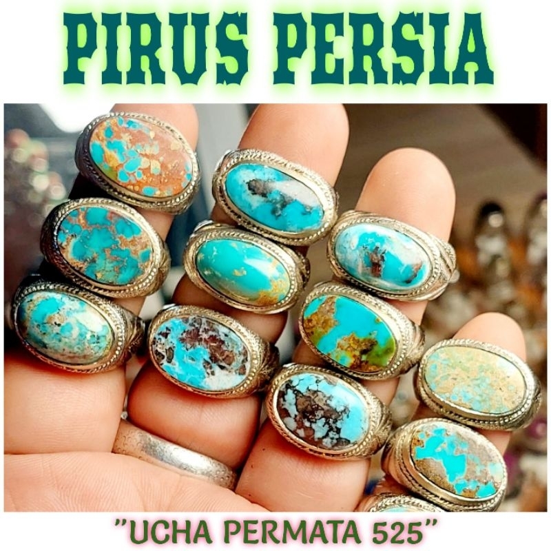 Jual cincin batu akik pirus persia asli natural model melintang / pirus ...
